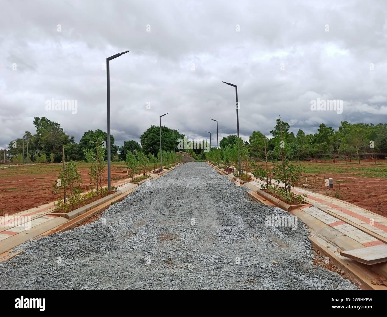 Road development underway in a resdencial layout Stock Photo - Alamy