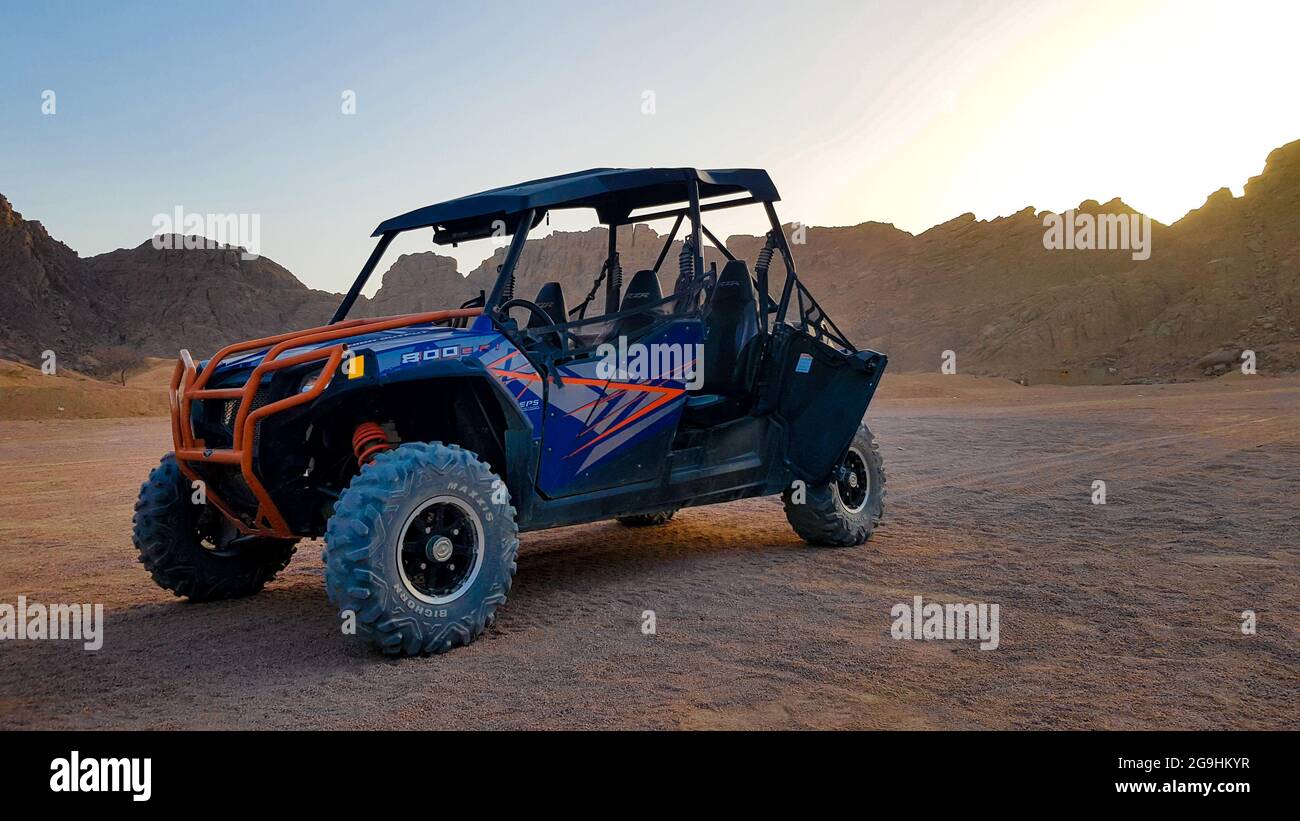 Egypt, Sharm El Sheikh - June 07, 2019: A blue buggy stands in the ...
