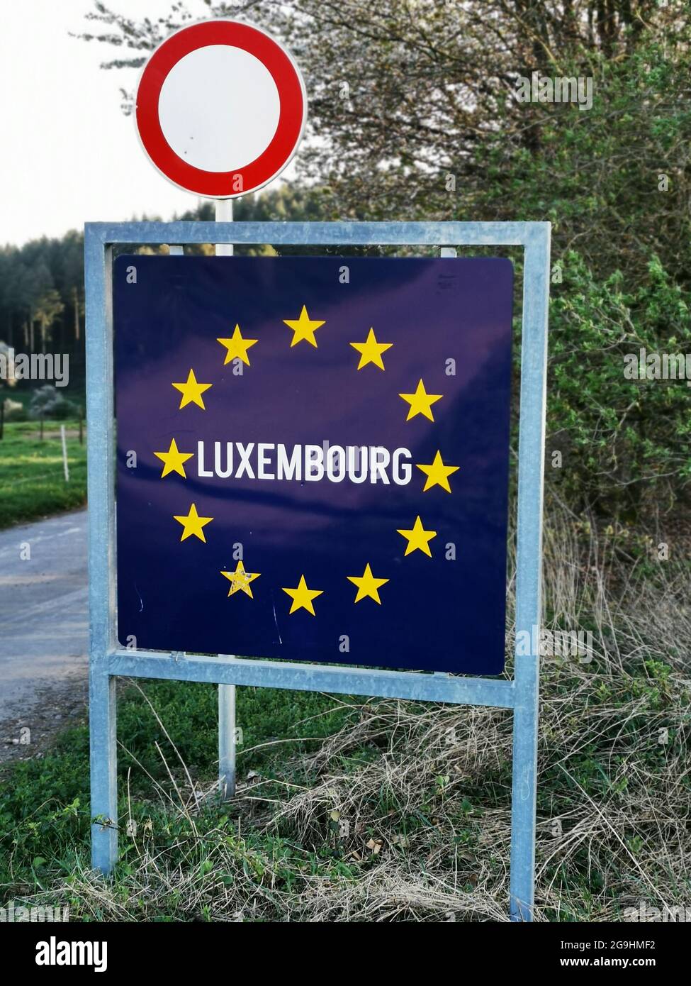 Sign saying Luxembourg on European Union flag Stock Photo - Alamy