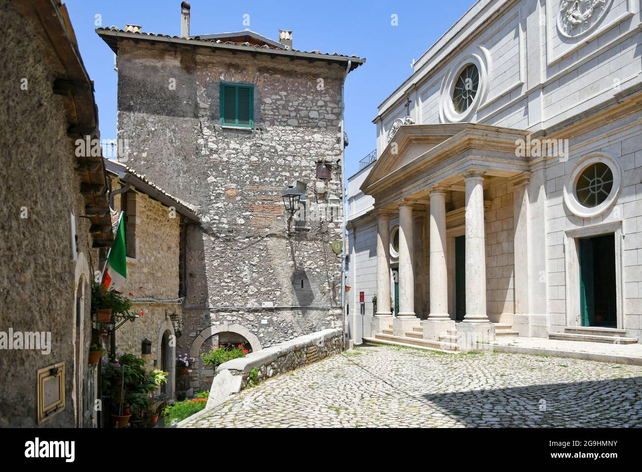 Carpineto Romano, Italy, July 24, 2021. The facade of an old church in ...