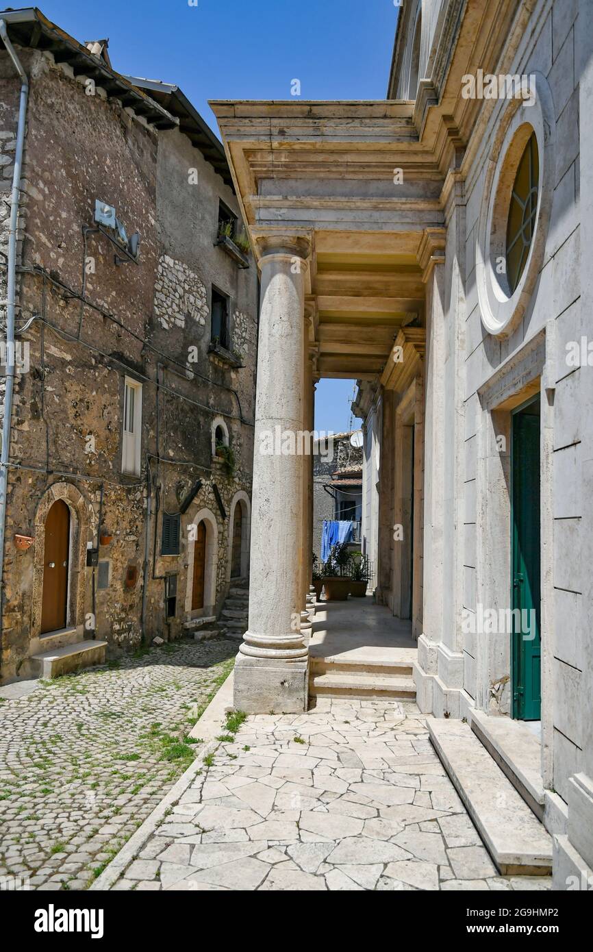 Carpineto Romano, Italy, July 24, 2021. A narrow street in the historic ...
