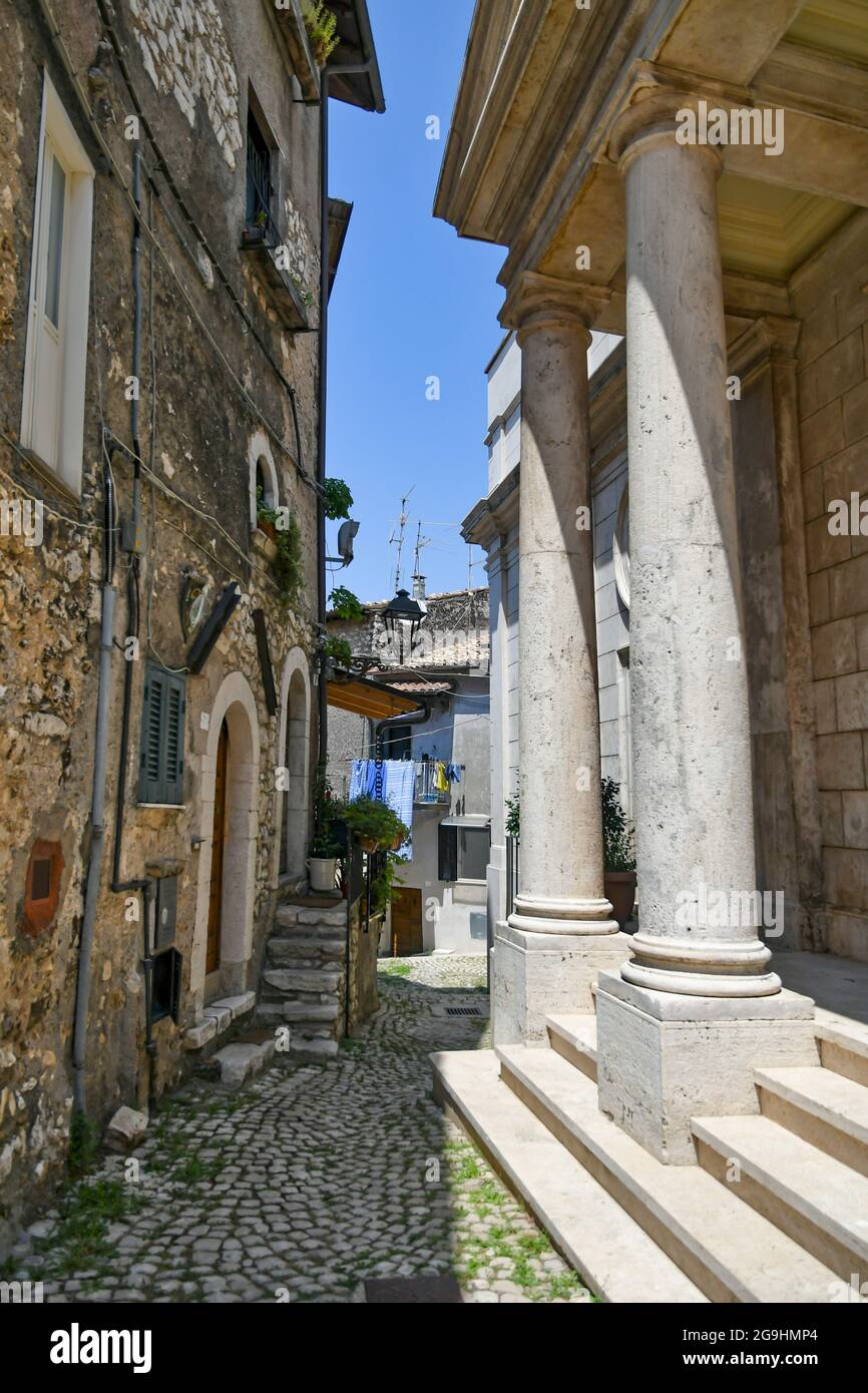 Carpineto Romano, Italy, July 24, 2021. A narrow street in the historic ...