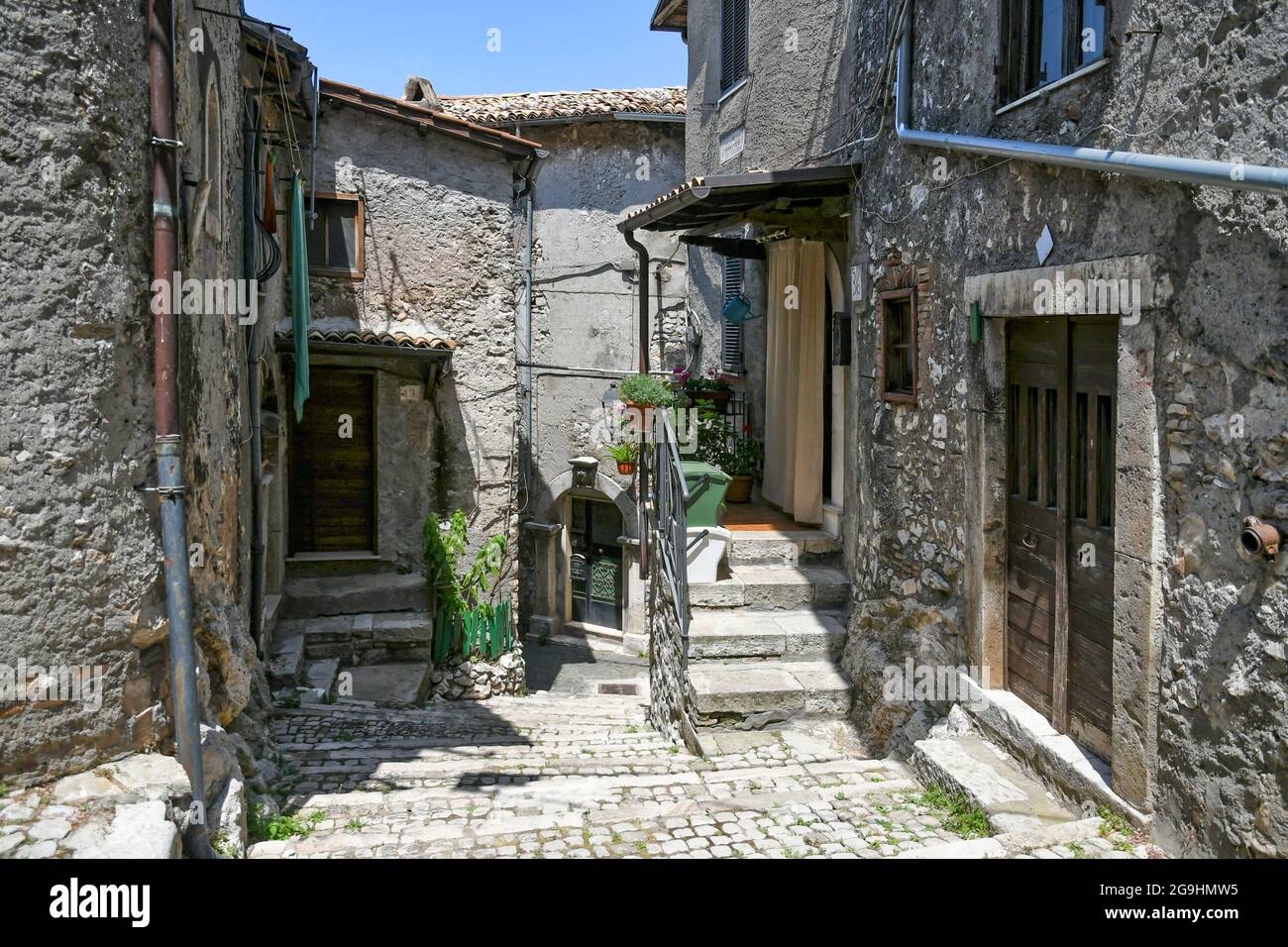 Carpineto Romano, Italy, July 24, 2021. A narrow street in the historic ...