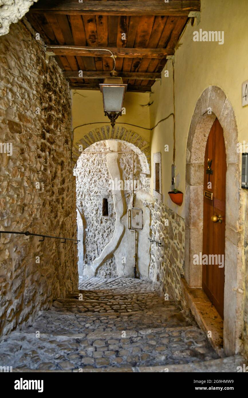 Carpineto Romano, Italy, July 24, 2021. A narrow street in the historic ...