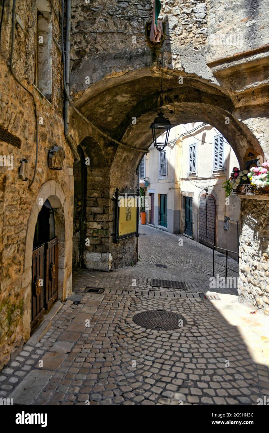 Carpineto Romano, Italy, July 24, 2021. A narrow street in the historic ...