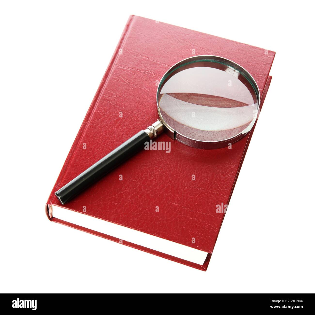 Magnifying glass and book isolated on white Stock Photo - Alamy