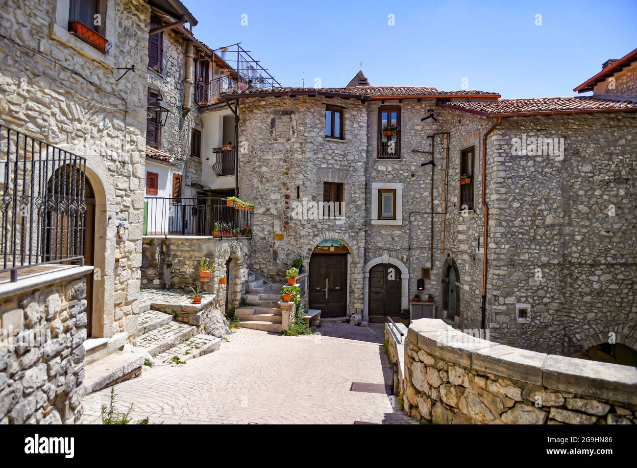Carpineto Romano, Italy, July 24, 2021. A narrow street in the historic ...