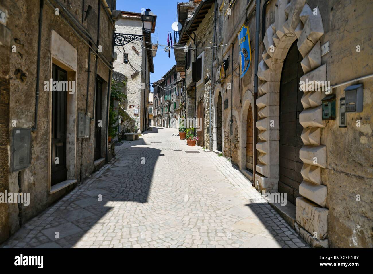 Carpineto Romano, Italy, July 24, 2021. A narrow street in the historic ...