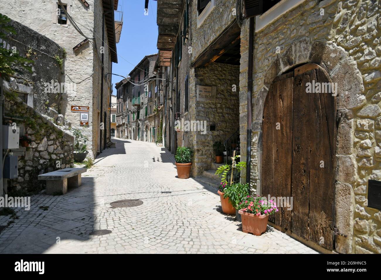 Carpineto Romano, Italy, July 24, 2021. A narrow street in the historic ...