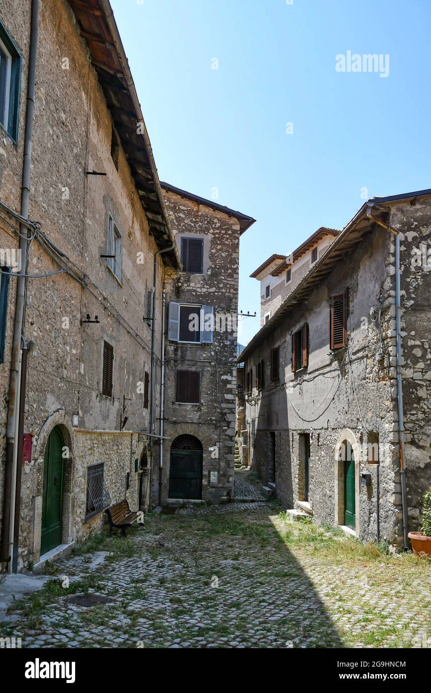 Carpineto Romano, Italy, July 24, 2021. A narrow street in the historic ...