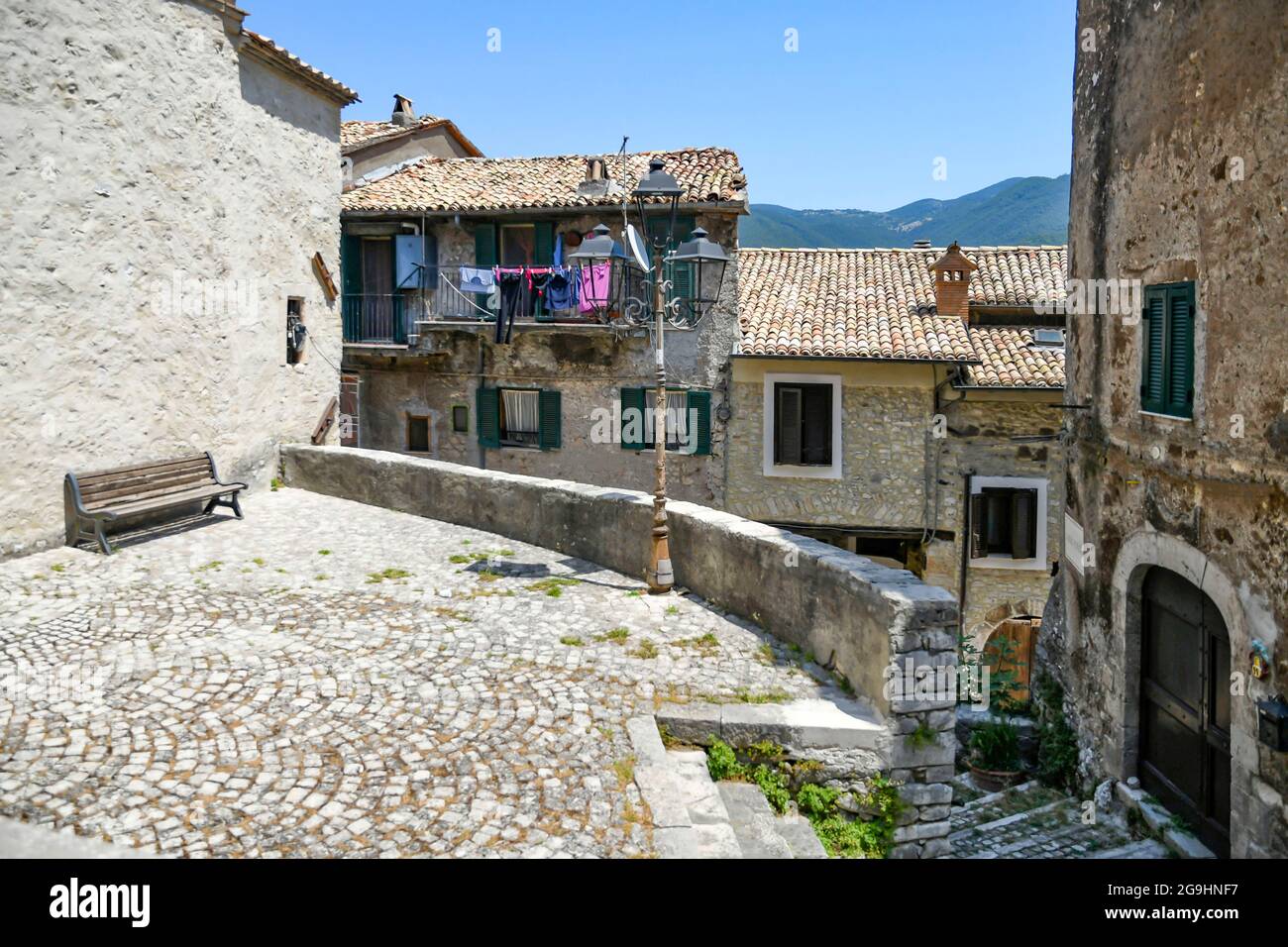 Carpineto Romano, Italy, July 24, 2021. A narrow street in the historic ...