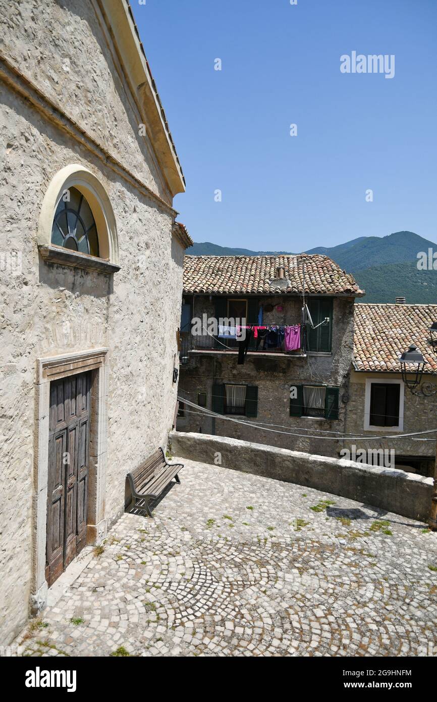 Carpineto Romano, Italy, July 24, 2021. A narrow street in the historic ...