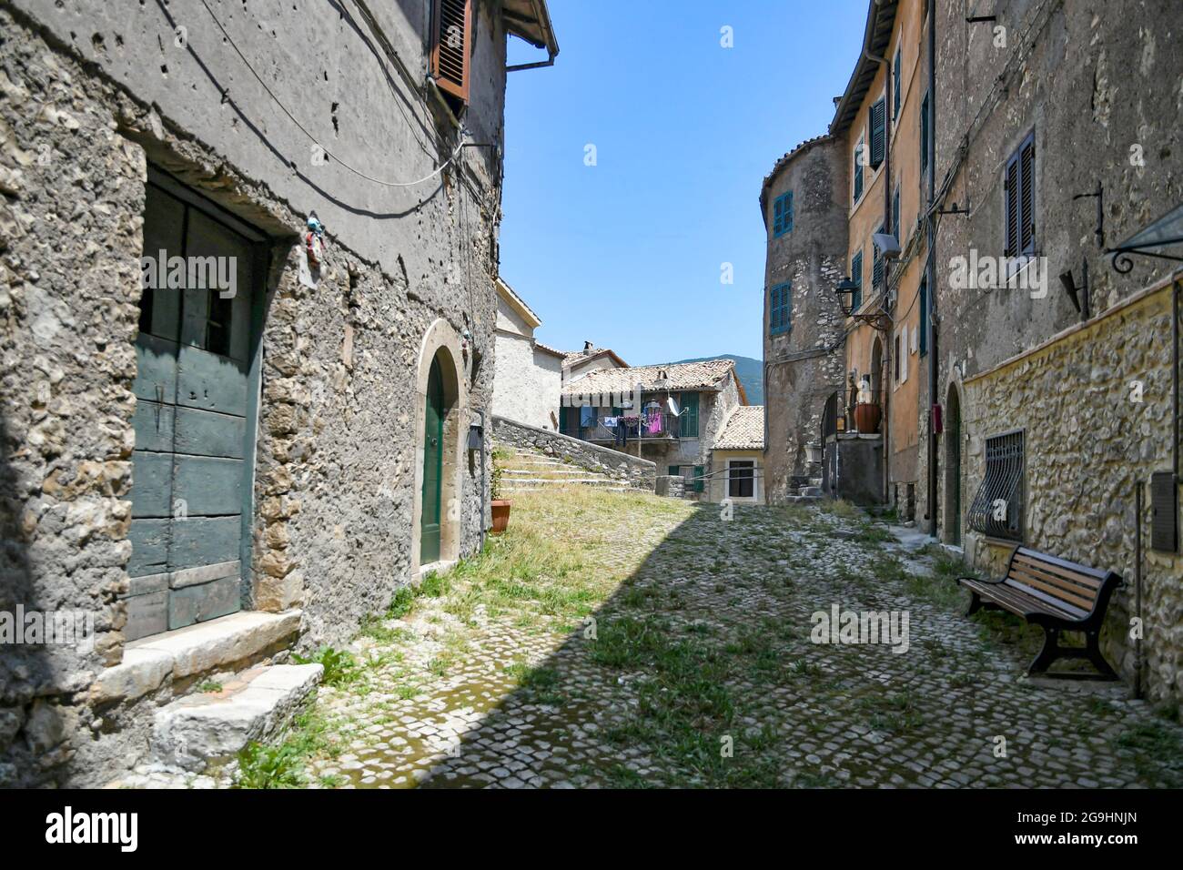 Carpineto Romano, Italy, July 24, 2021. A narrow street in the historic ...