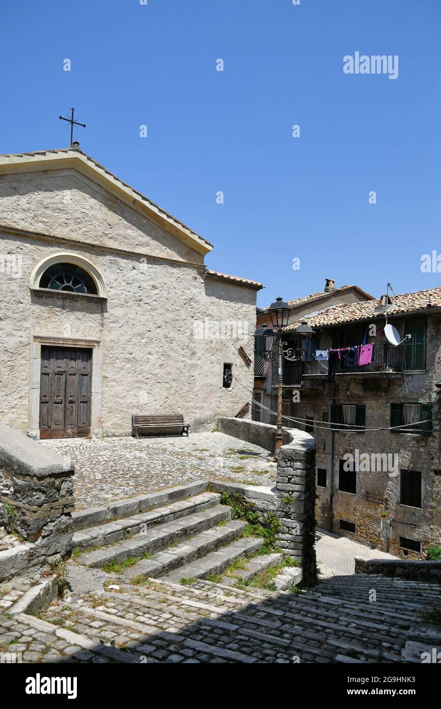 Carpineto Romano, Italy, July 24, 2021. The facade of an old church in ...