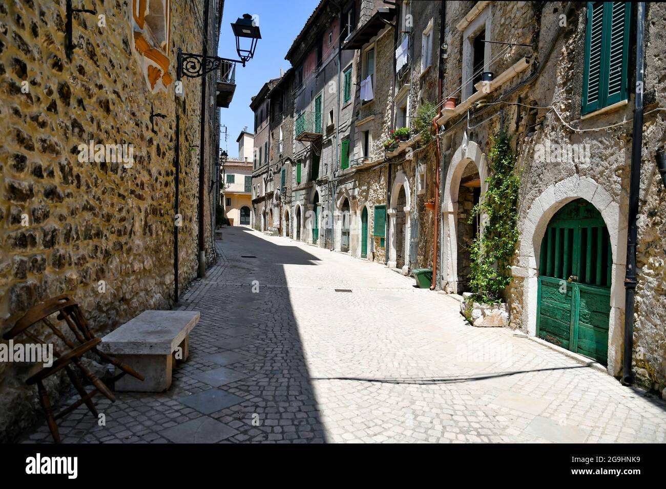 Carpineto Romano, Italy, July 24, 2021. A narrow street in the historic ...