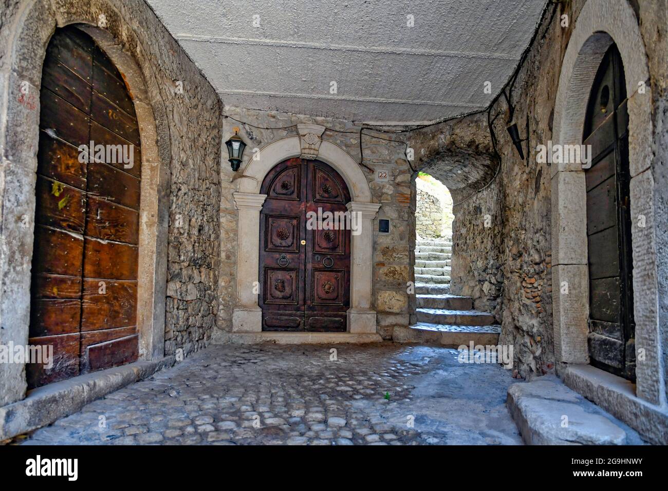 Carpineto Romano, Italy, July 24, 2021. An ancient archway at the ...