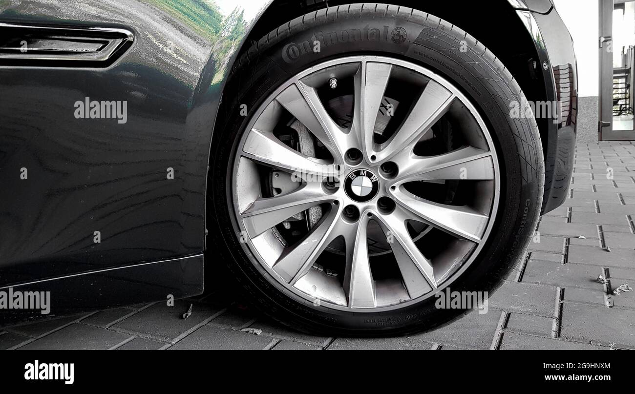 Ukraine, Kiev - September 12, 2019: A new luxury BMW VIP sedan in black ...