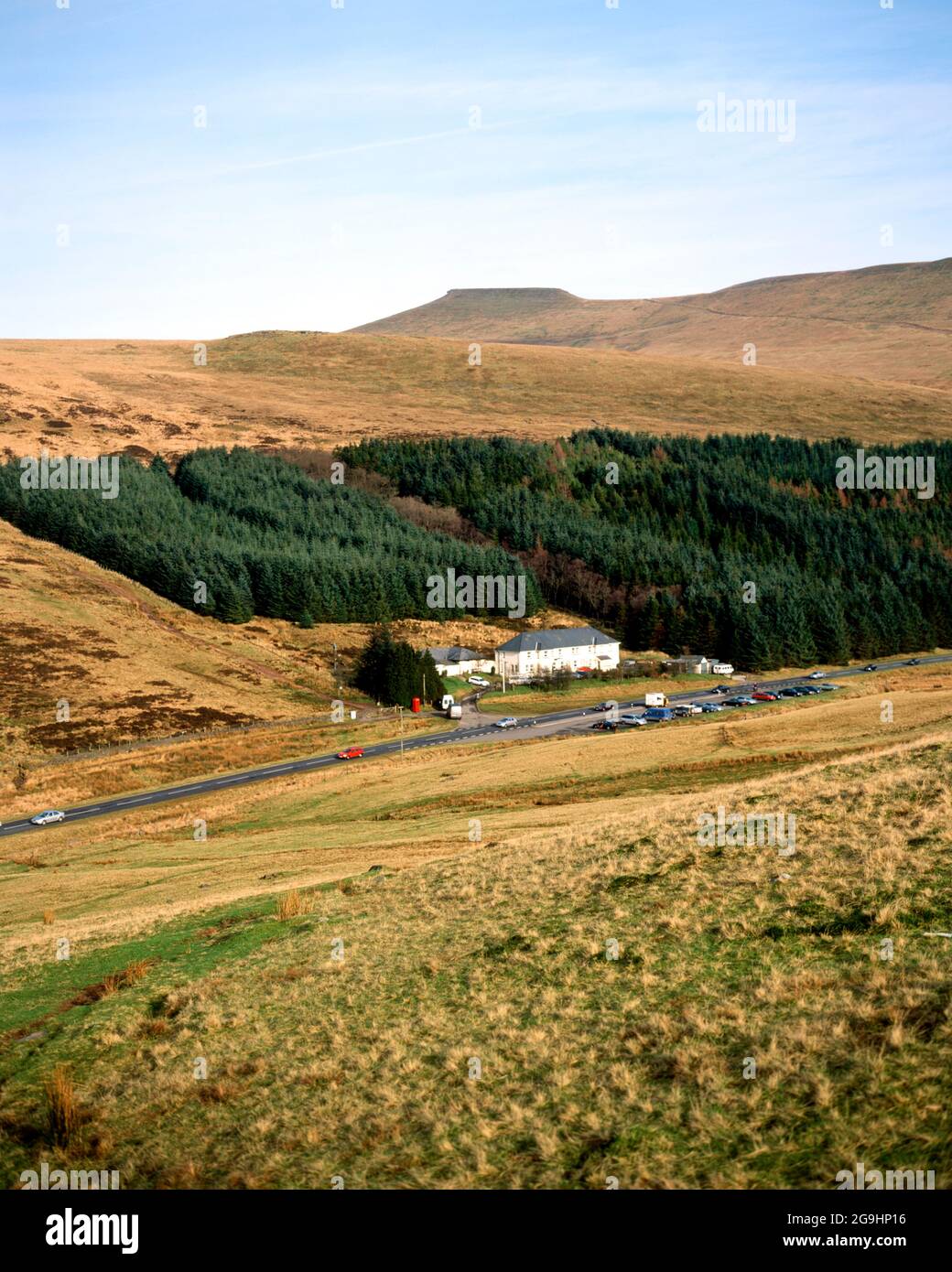 The A470 road, Storey Arms Outdoor Centre and Corn Du, Brecon Beacons ...
