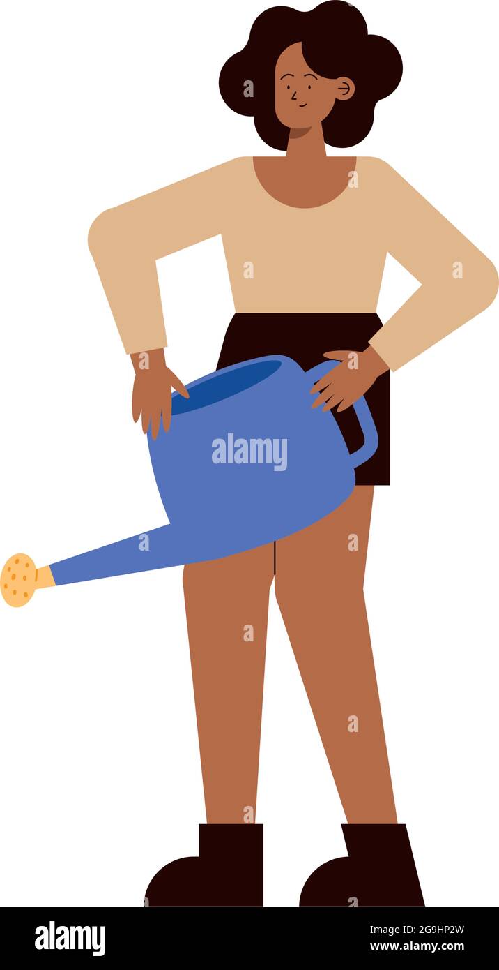 afro woman with sprinkler character Stock Vector Image & Art - Alamy