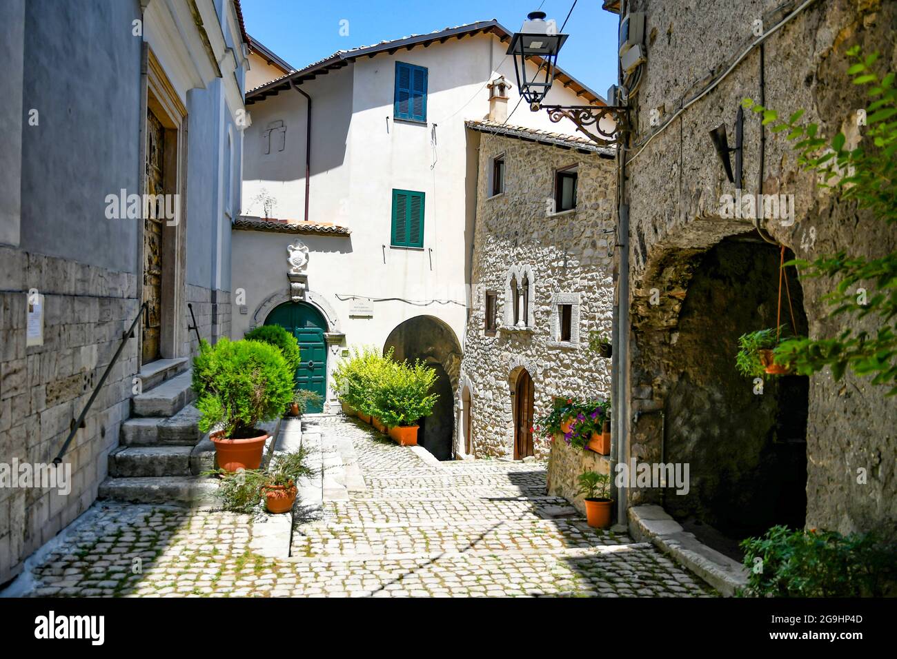 Carpineto Romano, Italy, July 24, 2021. A narrow street in the historic ...
