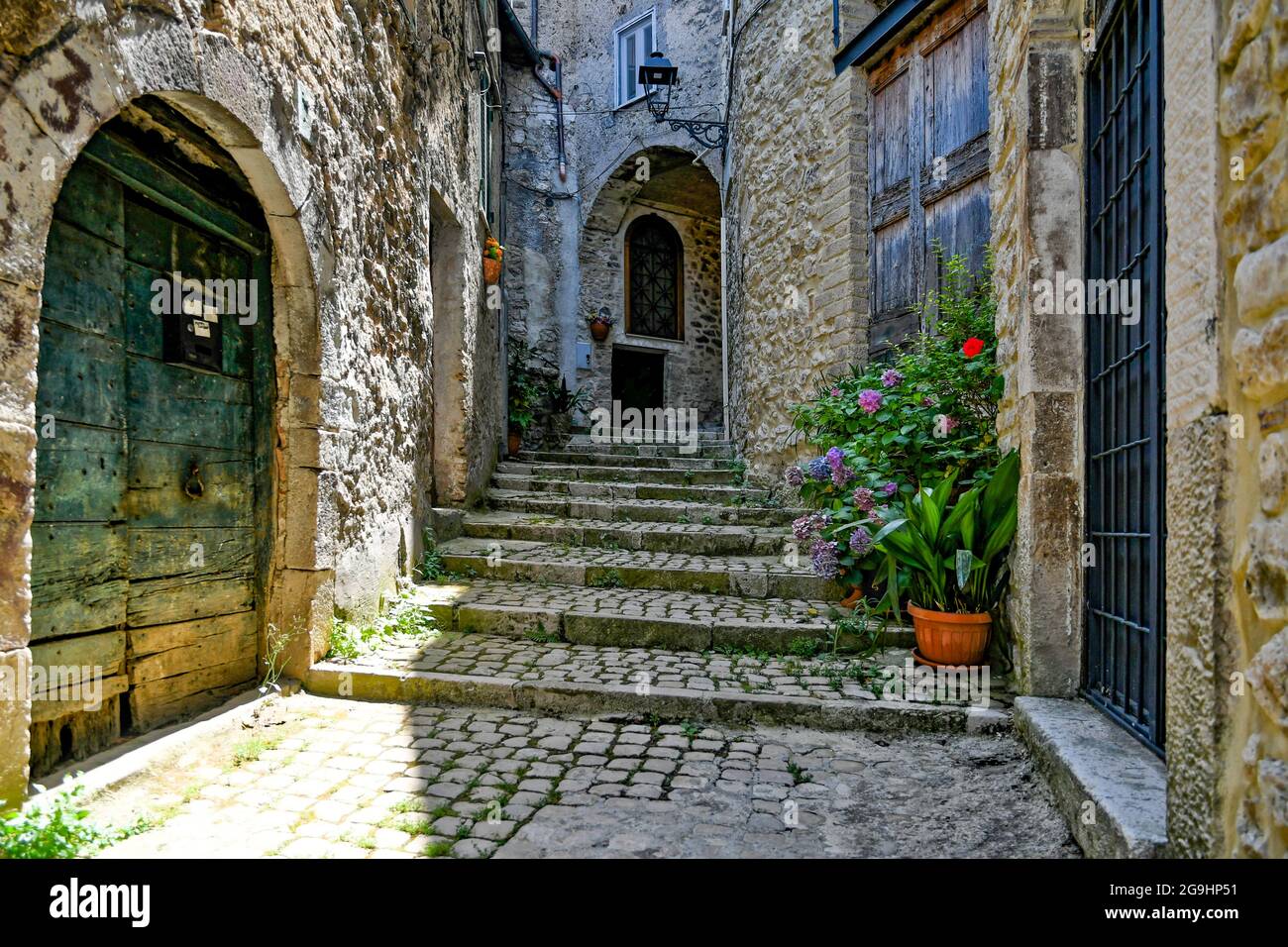 Carpineto Romano, Italy, July 24, 2021. A narrow street in the historic ...