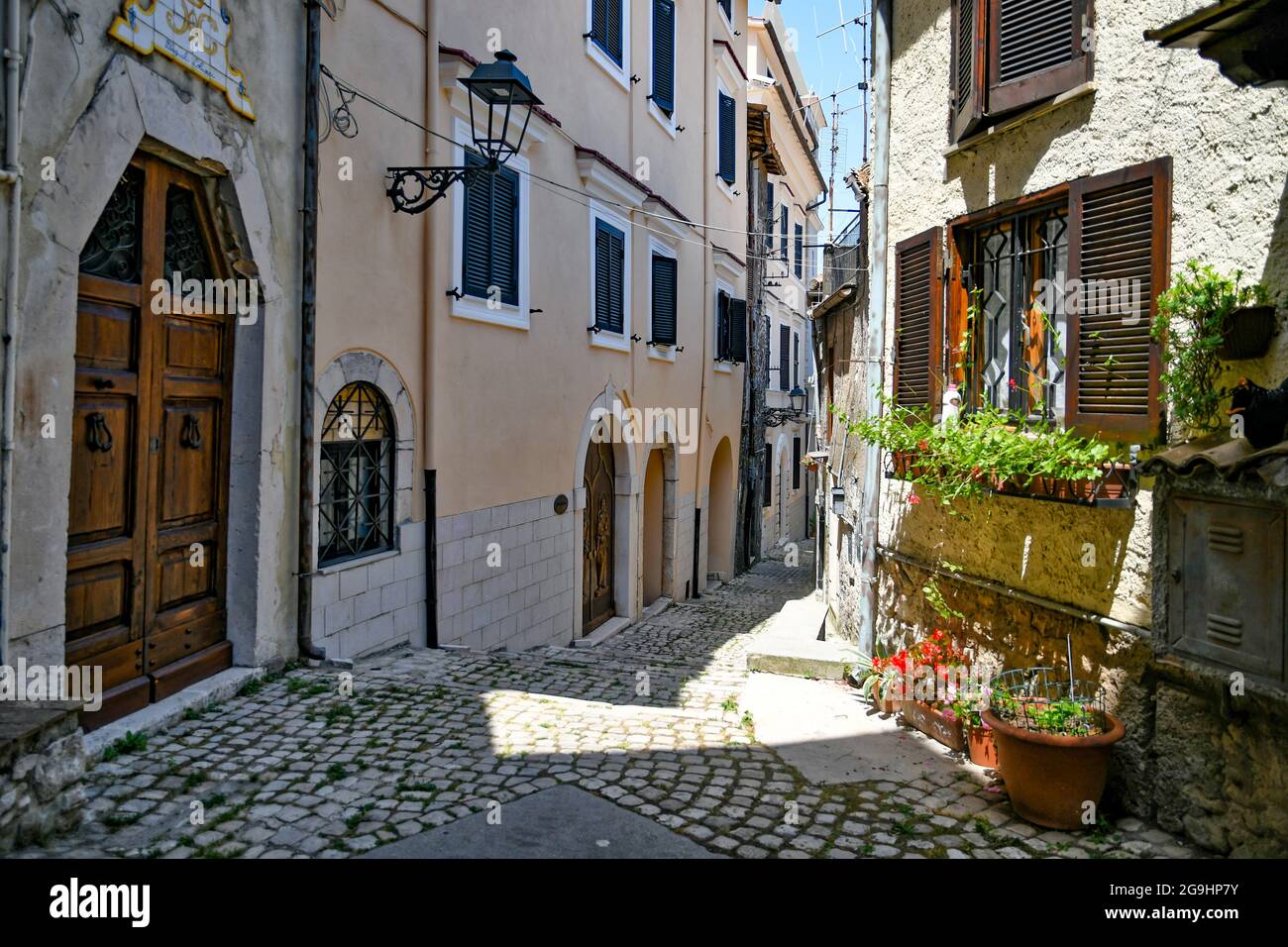 Carpineto Romano, Italy, July 24, 2021. A narrow street in the historic ...