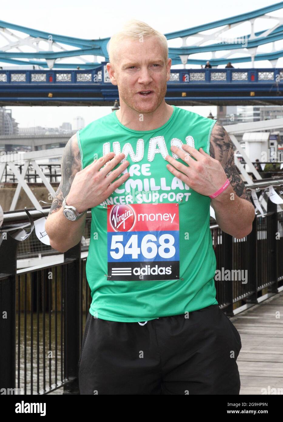London. UK. Iwan Thomas at the London Marathon 2013 Celebrities ...