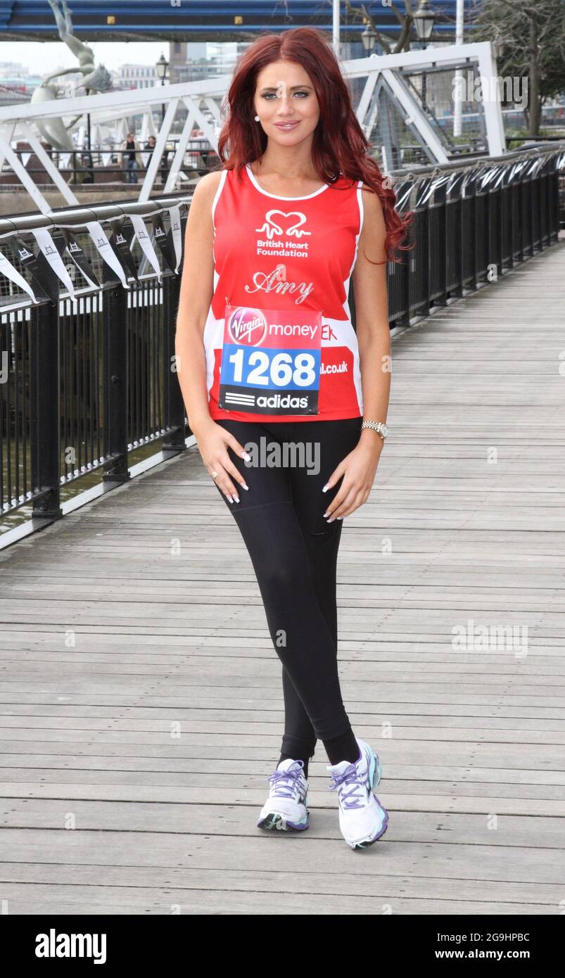 London. UK. Amy Childs at the London Marathon 2013 Celebrities ...