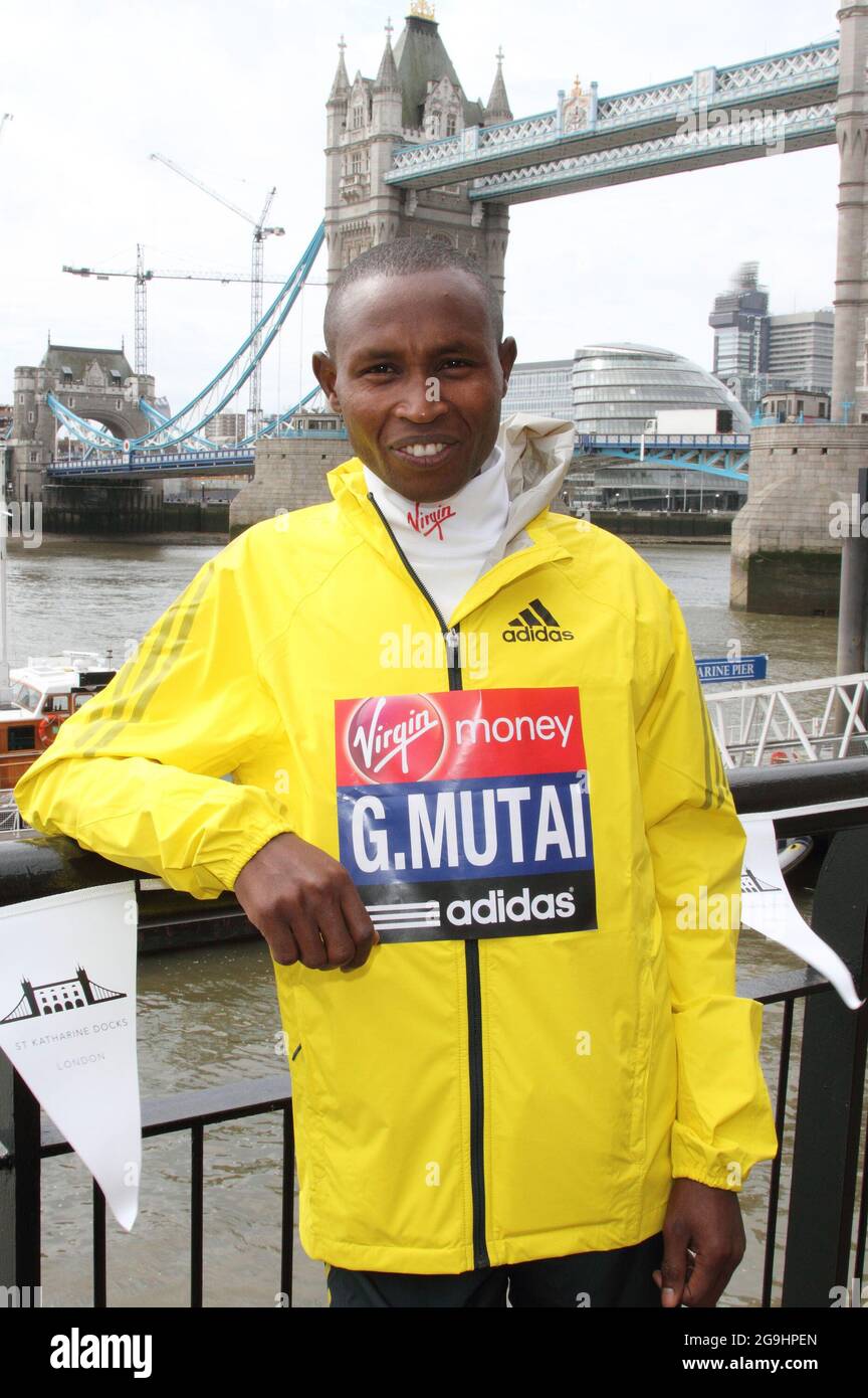 London. UK. Geoffrey Mutai at the London Marathon 2013 Celebrities ...
