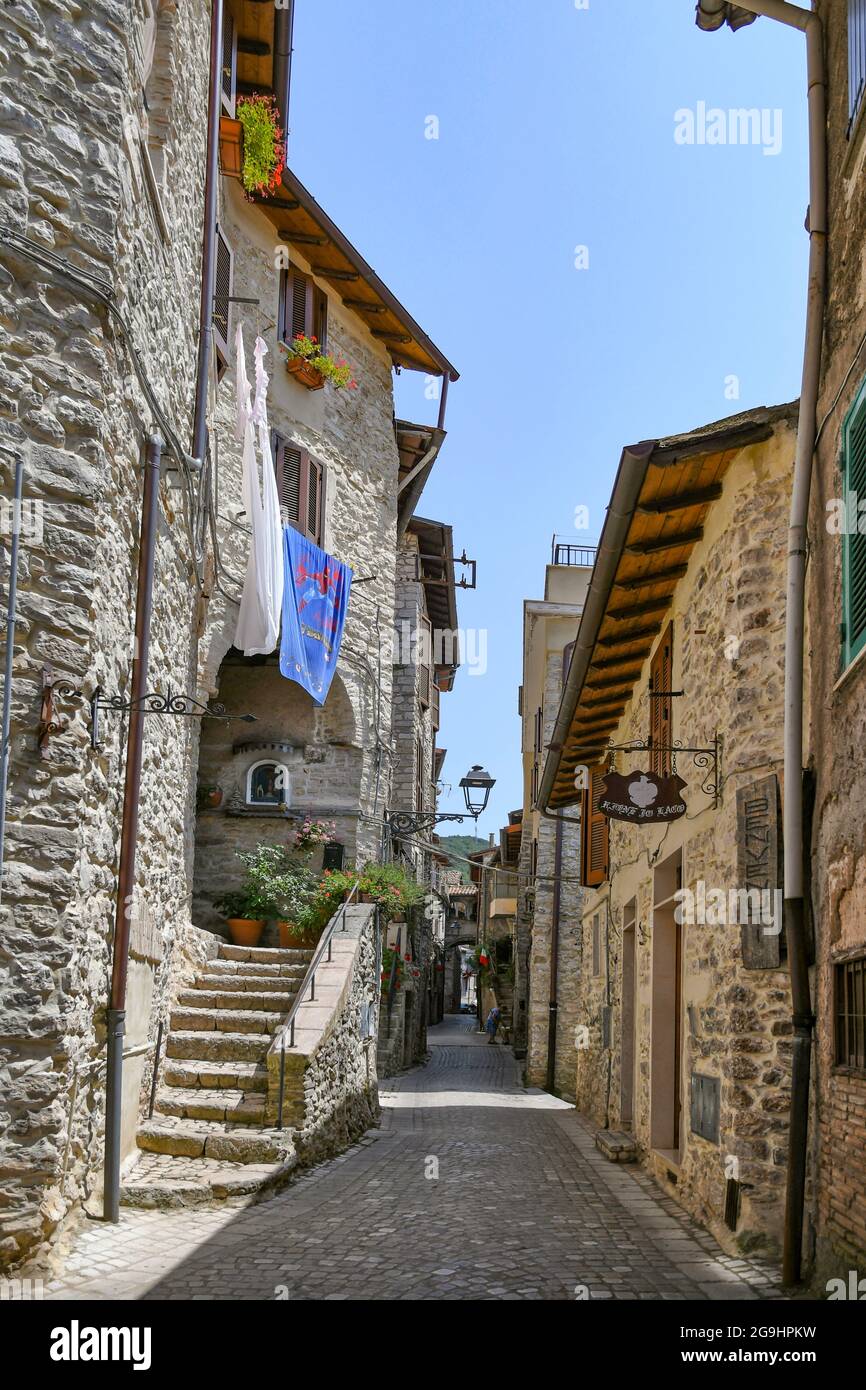 Carpineto Romano, Italy, July 24, 2021. A narrow street in the historic ...