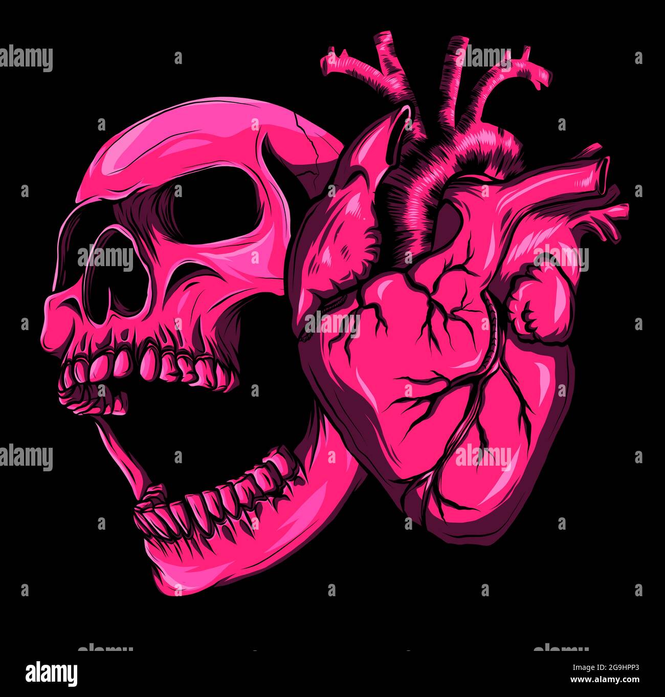 skull with human heart. Vector illustration design Stock Vector Image ...