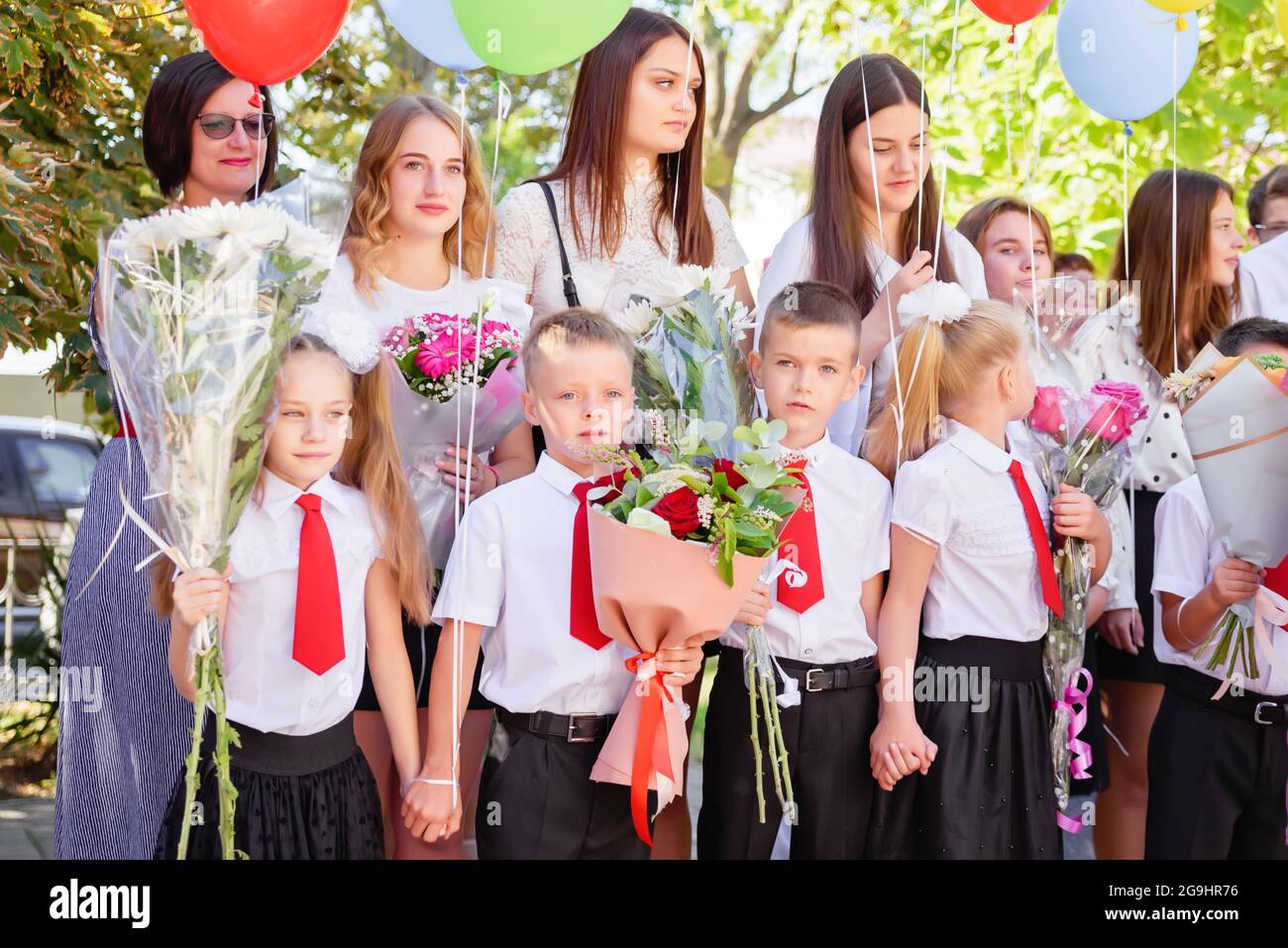 Kerch Russia - September 1, 2020 - children go to school, first bell ...