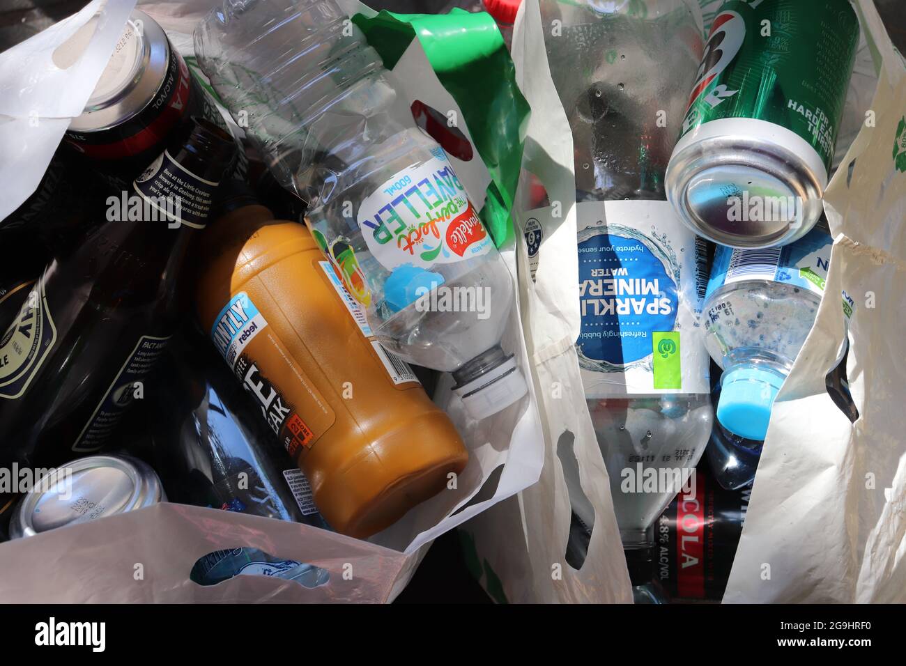 SYDNEY, AUSTRALIA - Apr 18, 2021: The plastic bottles and cans worth 10 ...