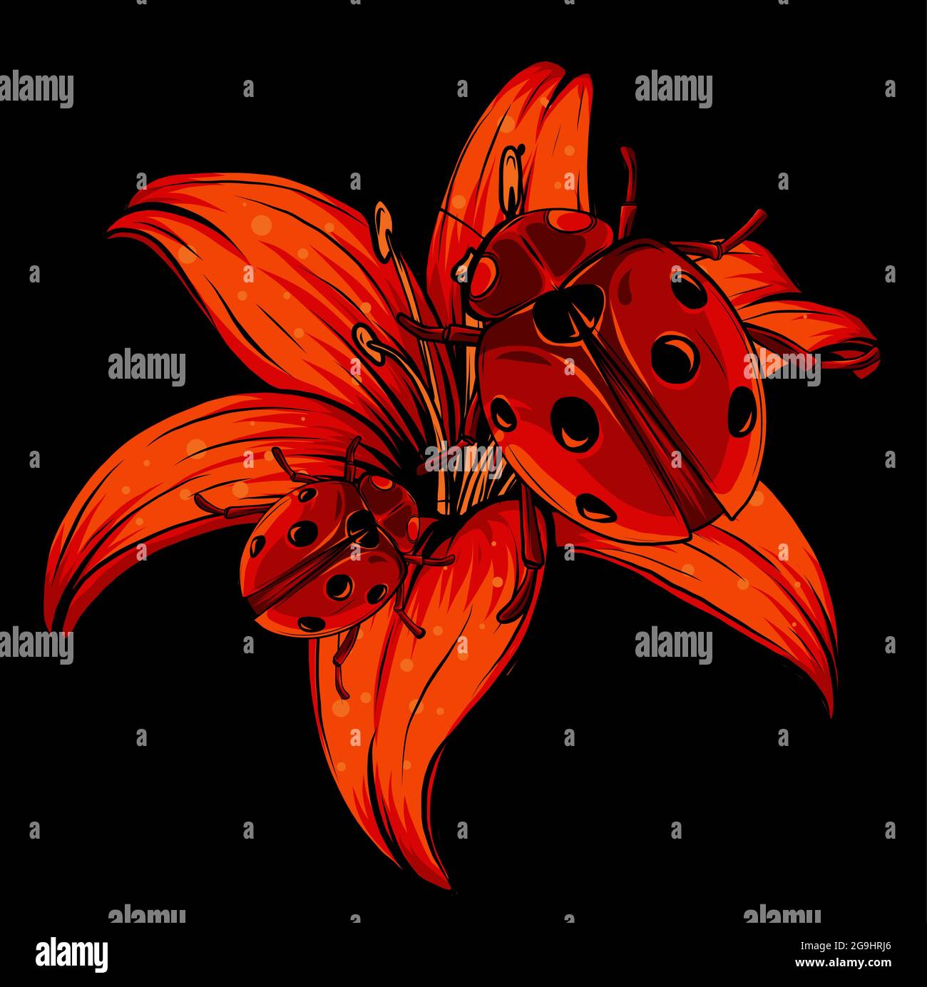 ladybugs in the flower vector illustration art Stock Vector Image & Art ...