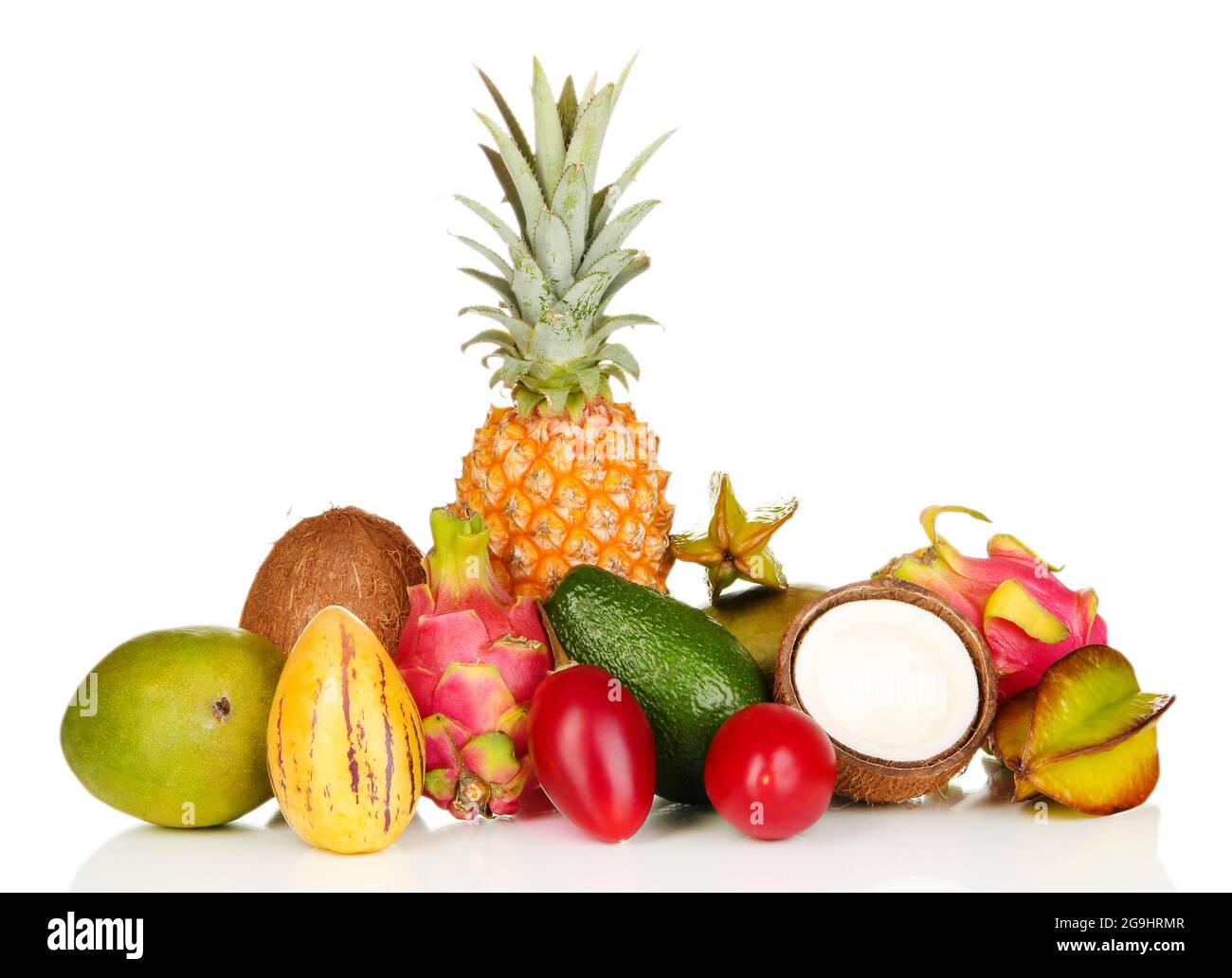 Composition of exotic fruits isolated on white Stock Photo - Alamy