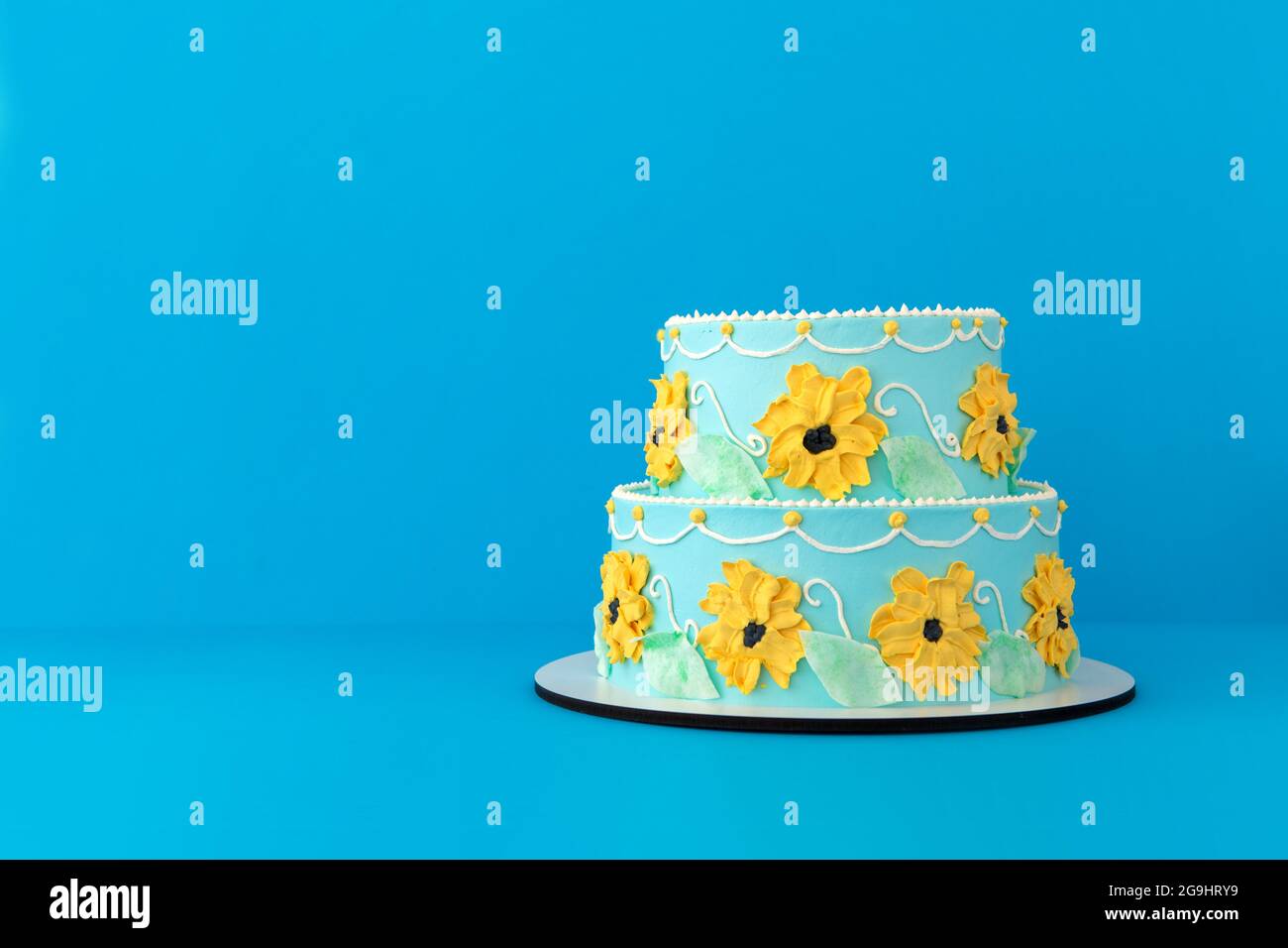 Yellow And Blue Birthday Cake