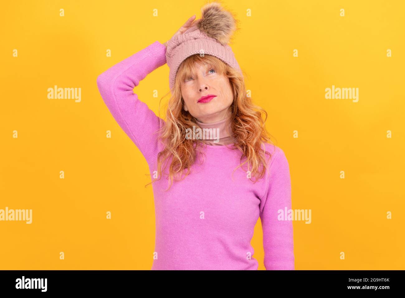 isolated woman with thoughtful expression Stock Photo - Alamy