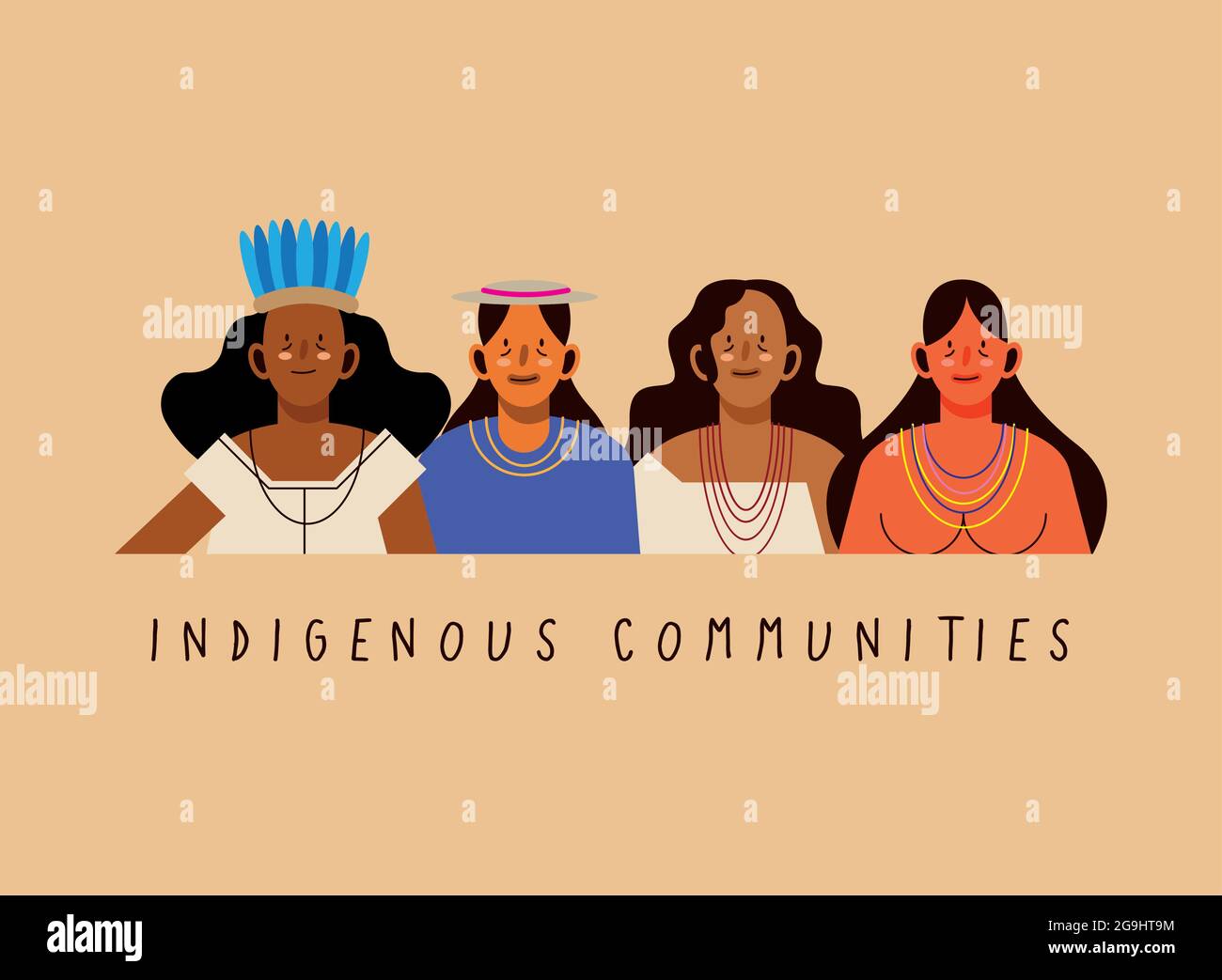 indigenous communities women with traditional cloth on orange ...