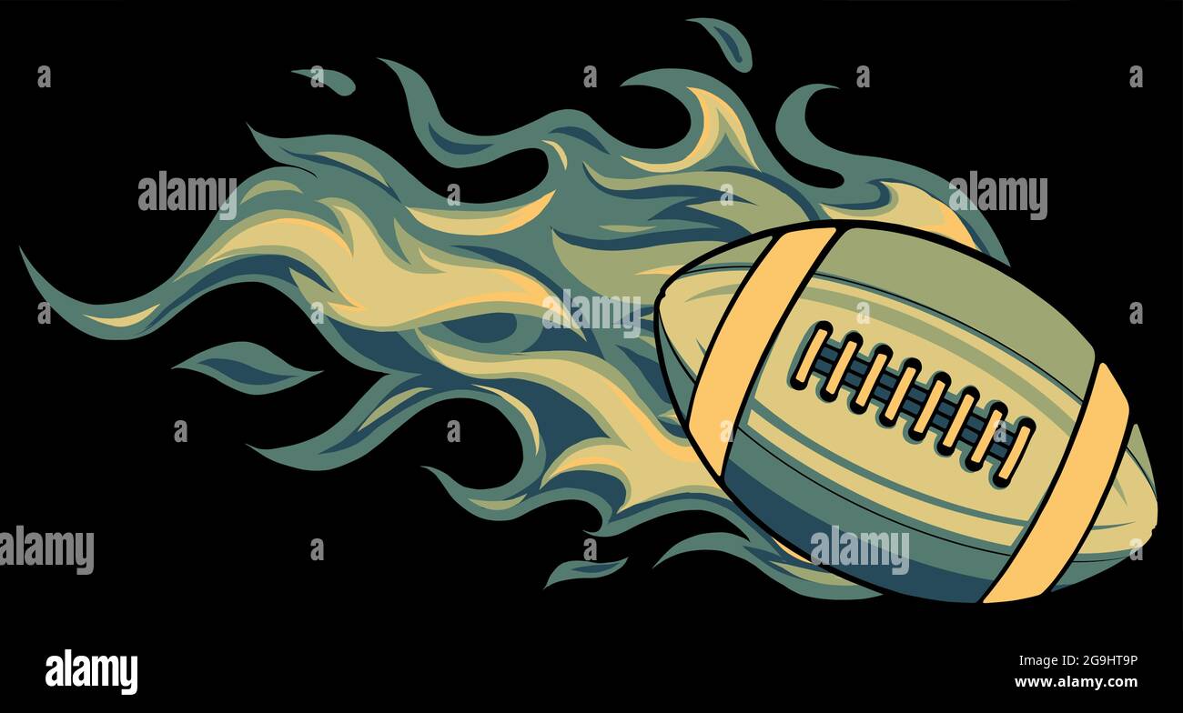super fast rugby ball with fire vector illustration Stock Vector Image ...