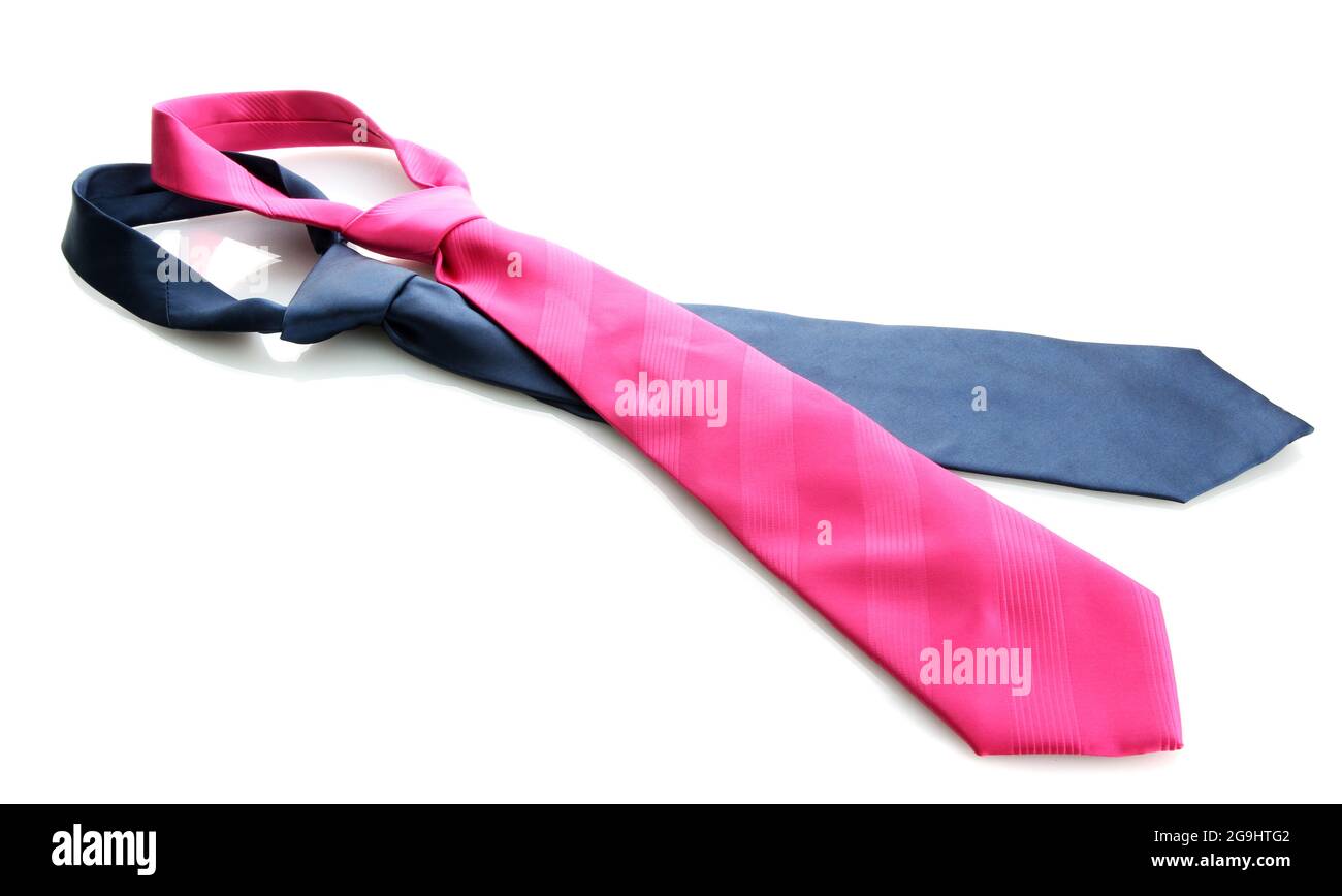 pink and blue tie isolated on white Stock Photo - Alamy