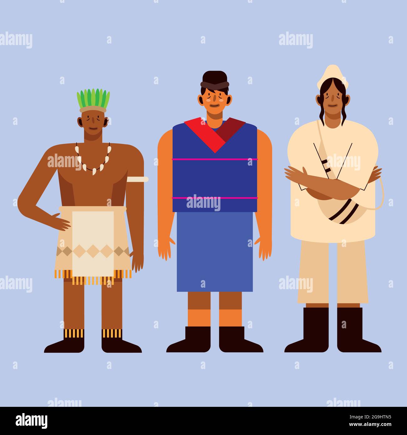 indigenous men with traditional cloth on blue background Stock Vector ...