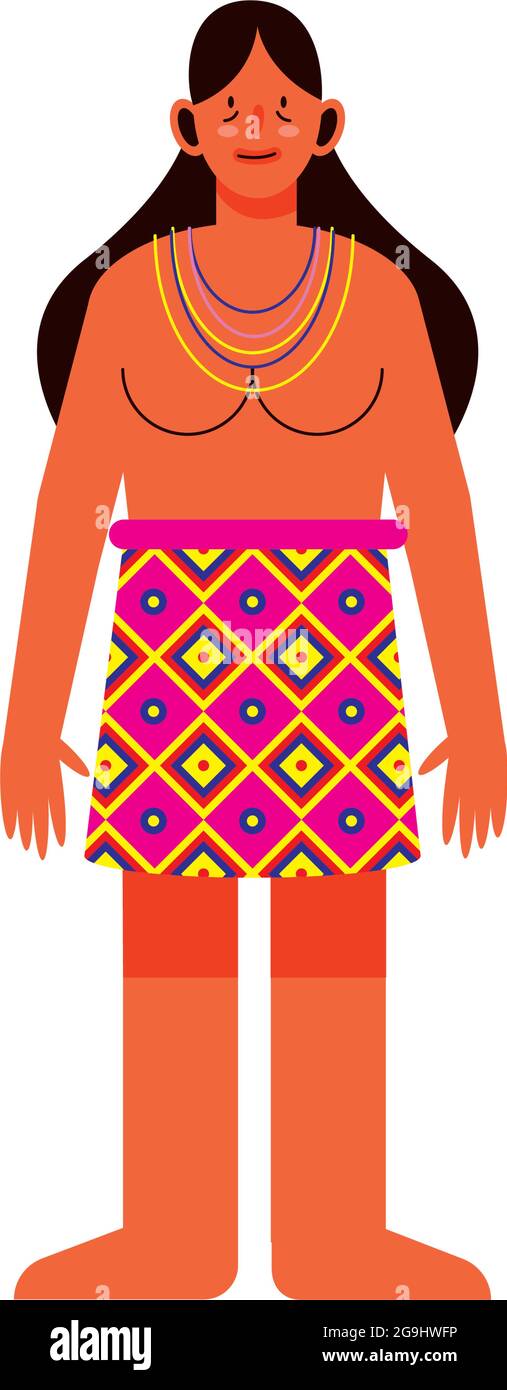 amazon indigenous man with traditional skirt on white background Stock ...