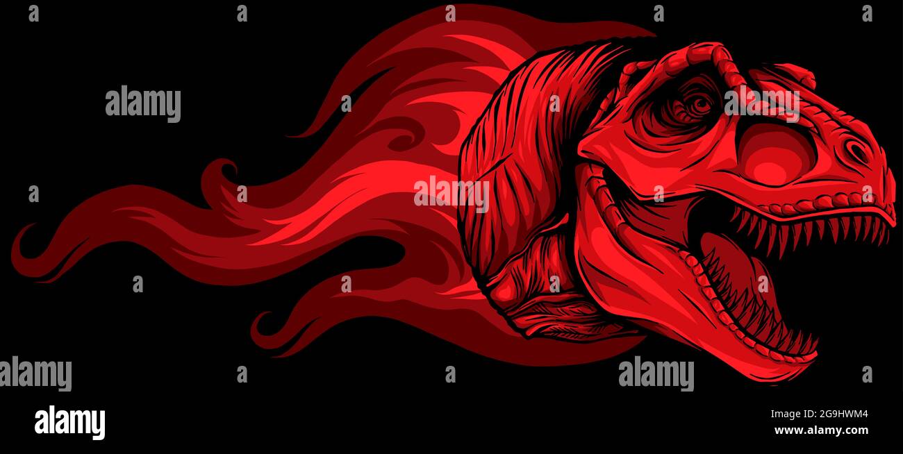 dinosaurus tyrannosaurus rex head with flames vector illustration design Stock Vector Image ...