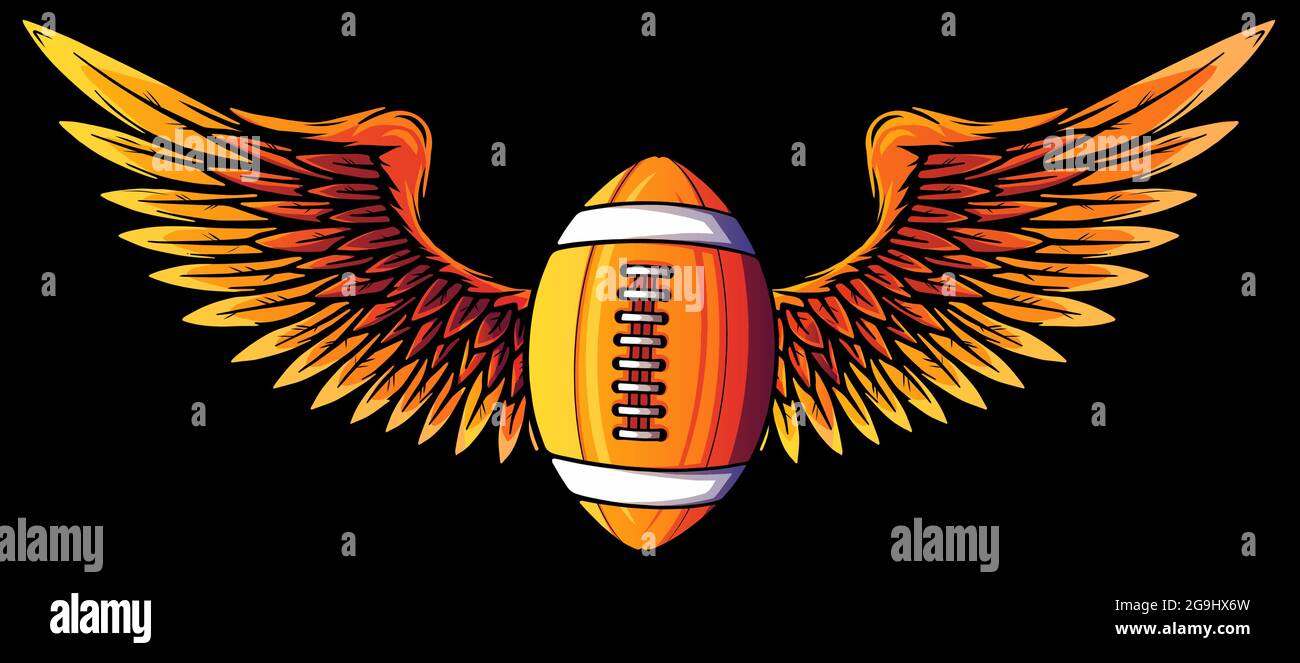 Realistic ball for American football with wings emblem vector Stock ...