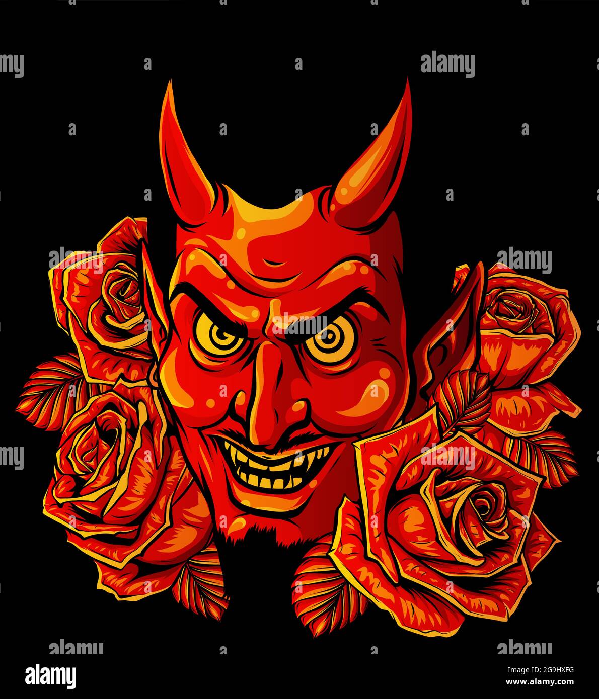 Evil face with red roses. Illustration vector image Stock Vector Image ...