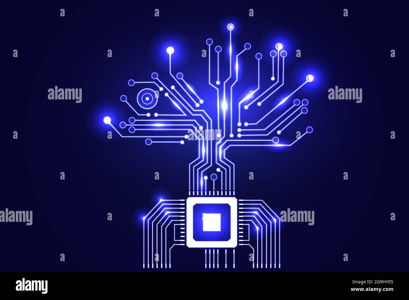 Circuit board electronic tree shape. Electronic vector elements for cyber design Stock Vector ...