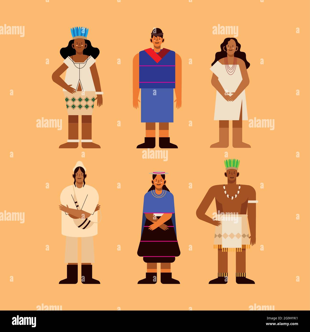 Indigenous People And Traditional Cloth Icon Collection Stock Vector