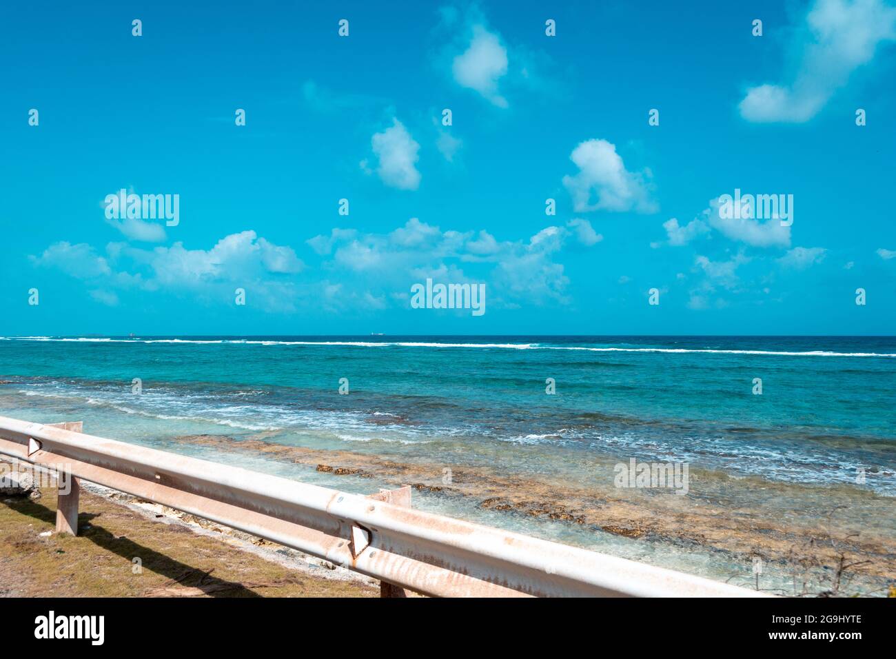 Sunny day by the beach at the island of San Andrés, Colombia. Blue ...