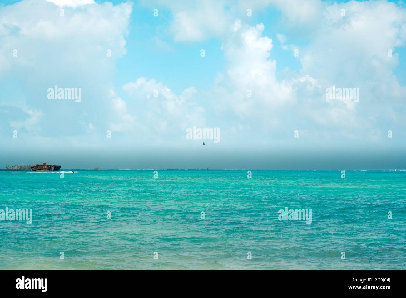 Sunny day by the beach at the island of San Andrés, Colombia. Blue ...
