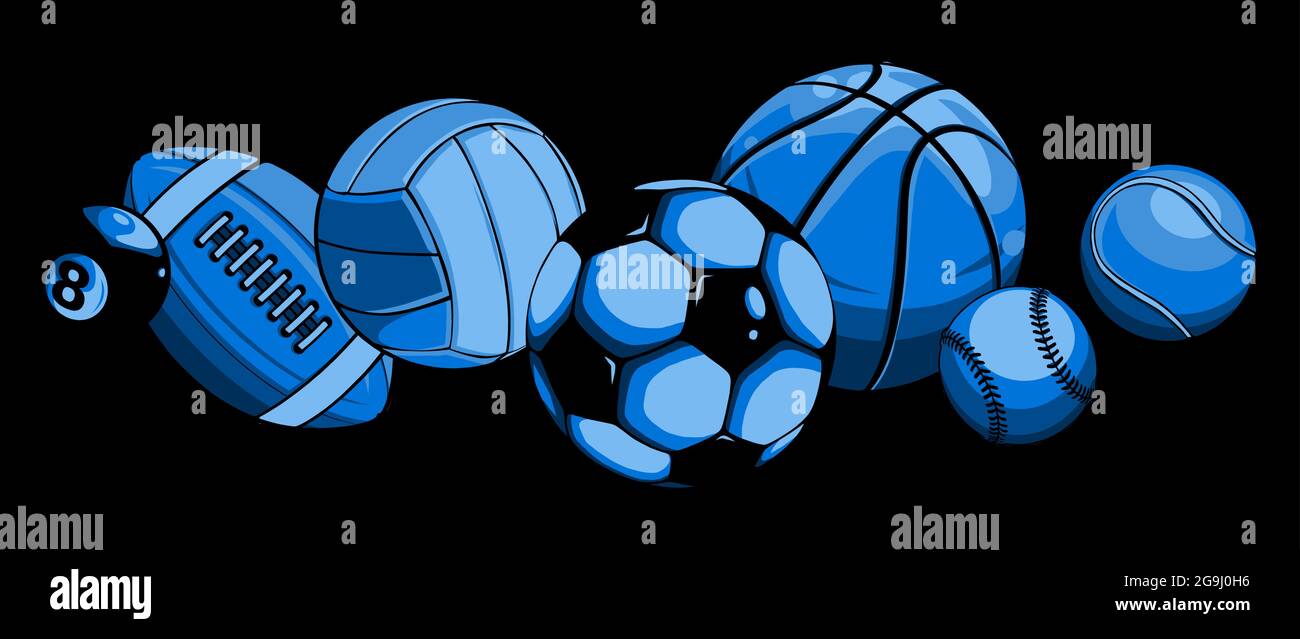 Sport balls on black background. Vector illustration Stock Vector Image ...